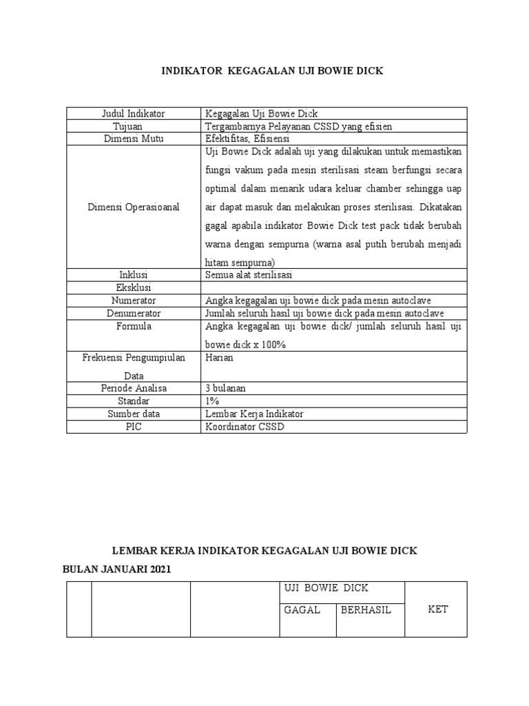 Indikator Mutu CSSD 2021 | PDF