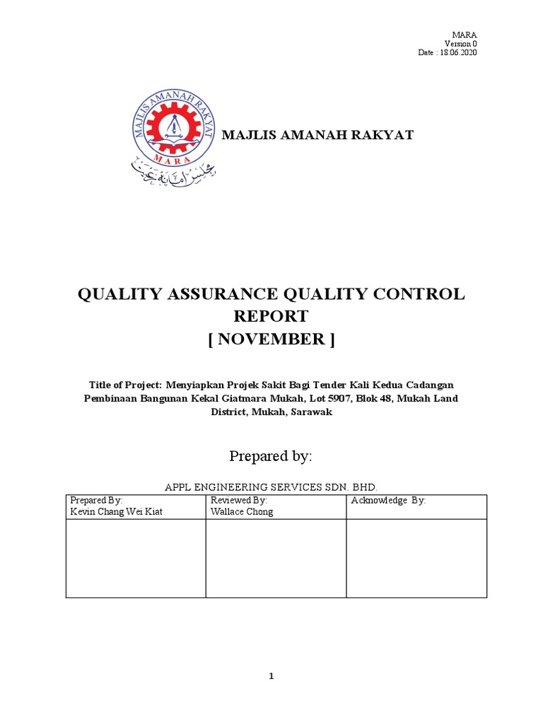 QAQC Report Mara | PDF | Quality Assurance | Business