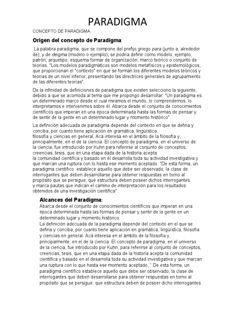 Concepto de Paradigma | PDF | Paradigma | Sicología