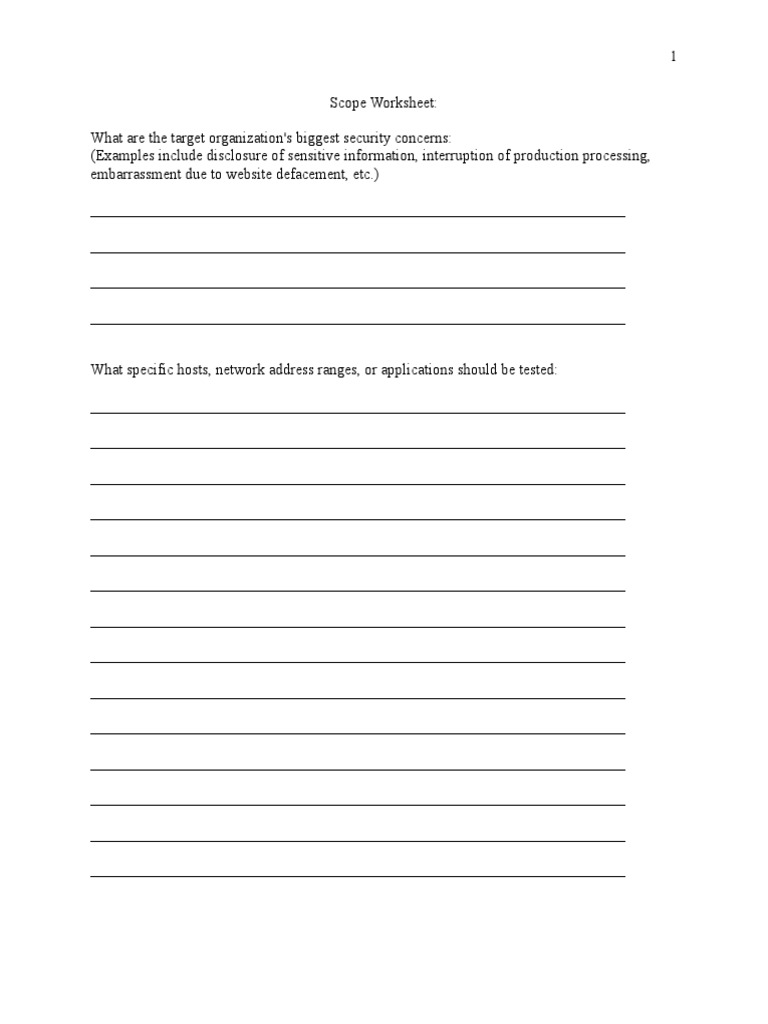 Scope Worksheet | PDF | Penetration Test | Social Engineering (Security)