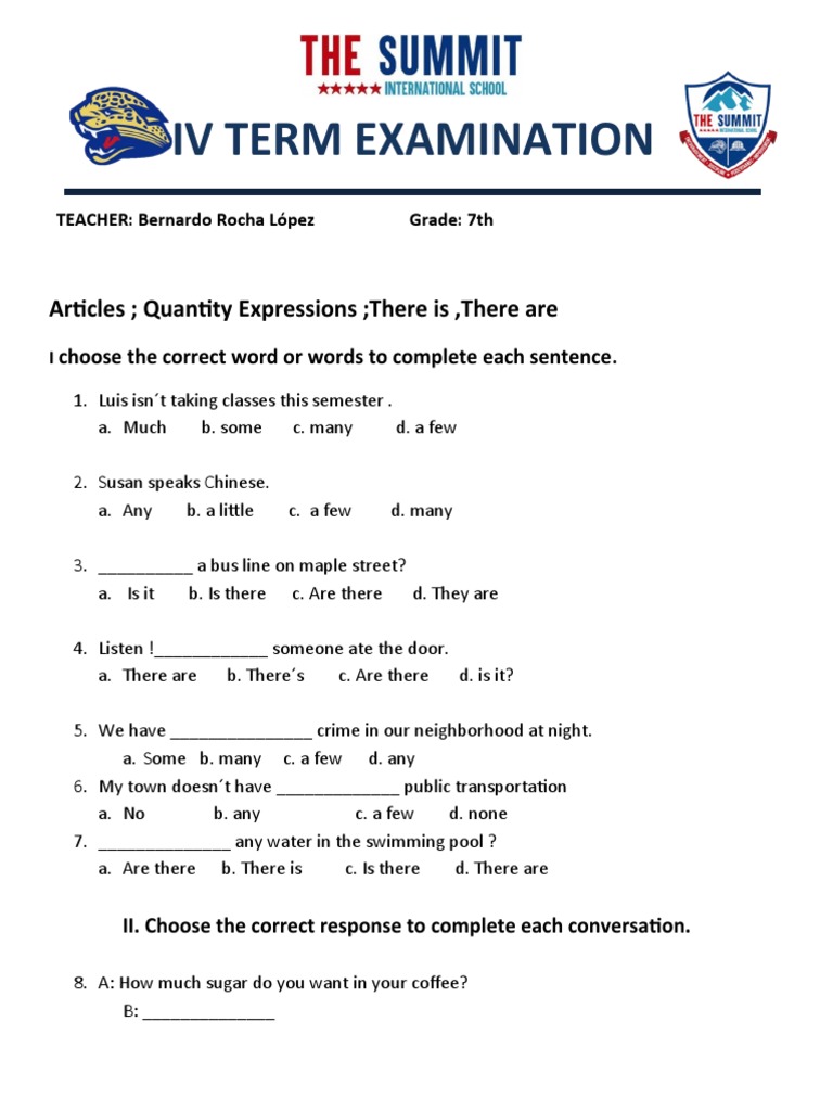 7th Grade Grammar | PDF