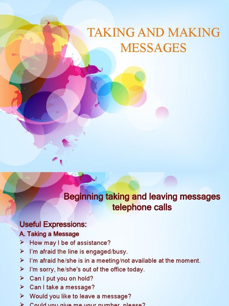 Taking and Making Messages | PDF