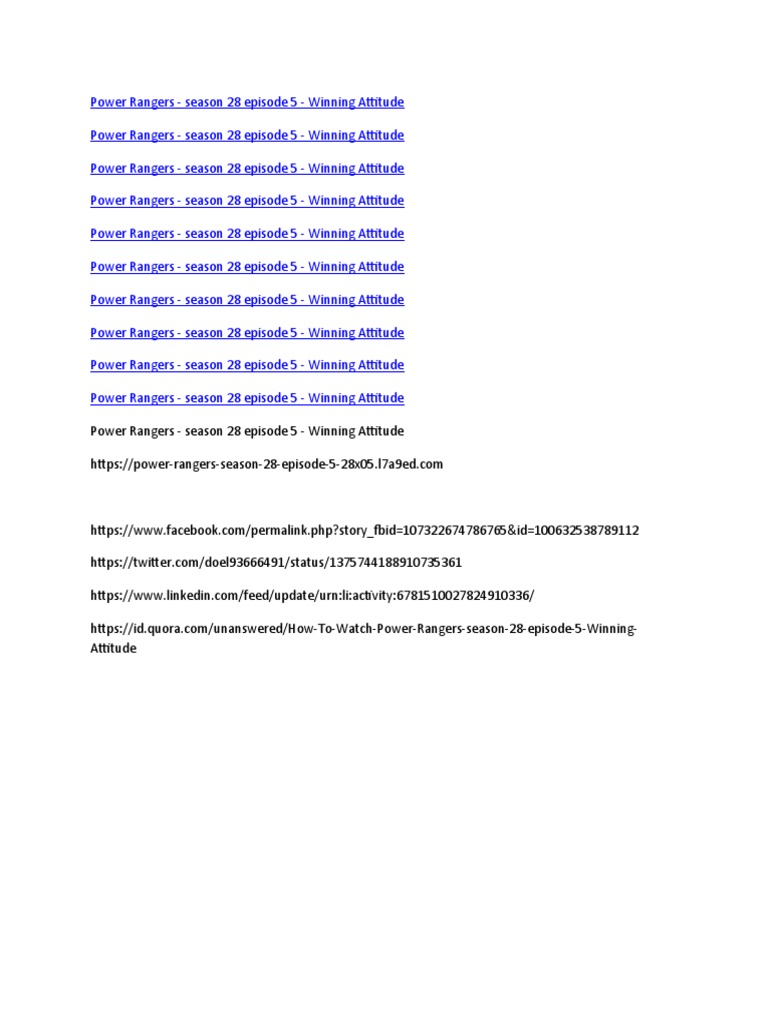 Power Rangers - Season 28 Episode 5 - Winning Attitude | PDF ...