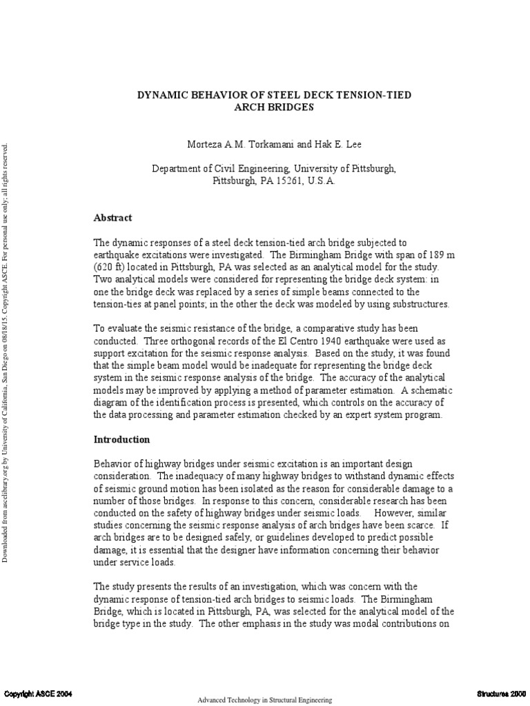 Dynamic Behavior of Steel Deck Tension-Tied Arch Bridges: Advanced ...
