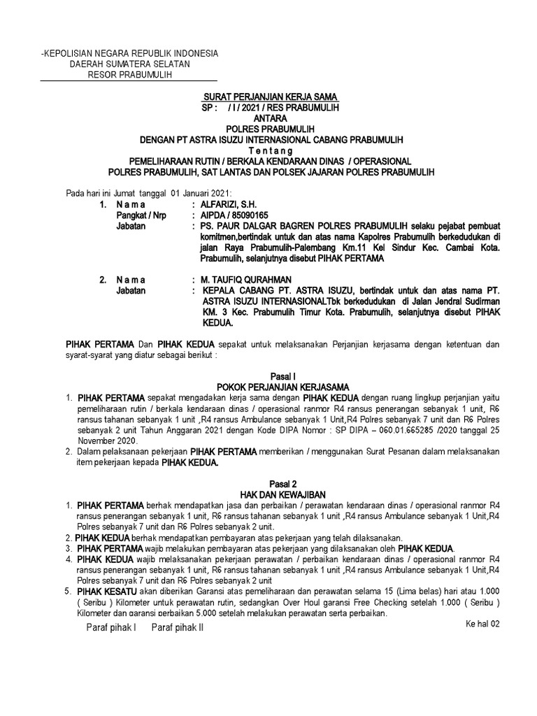 Mou Isuzu Motor | PDF