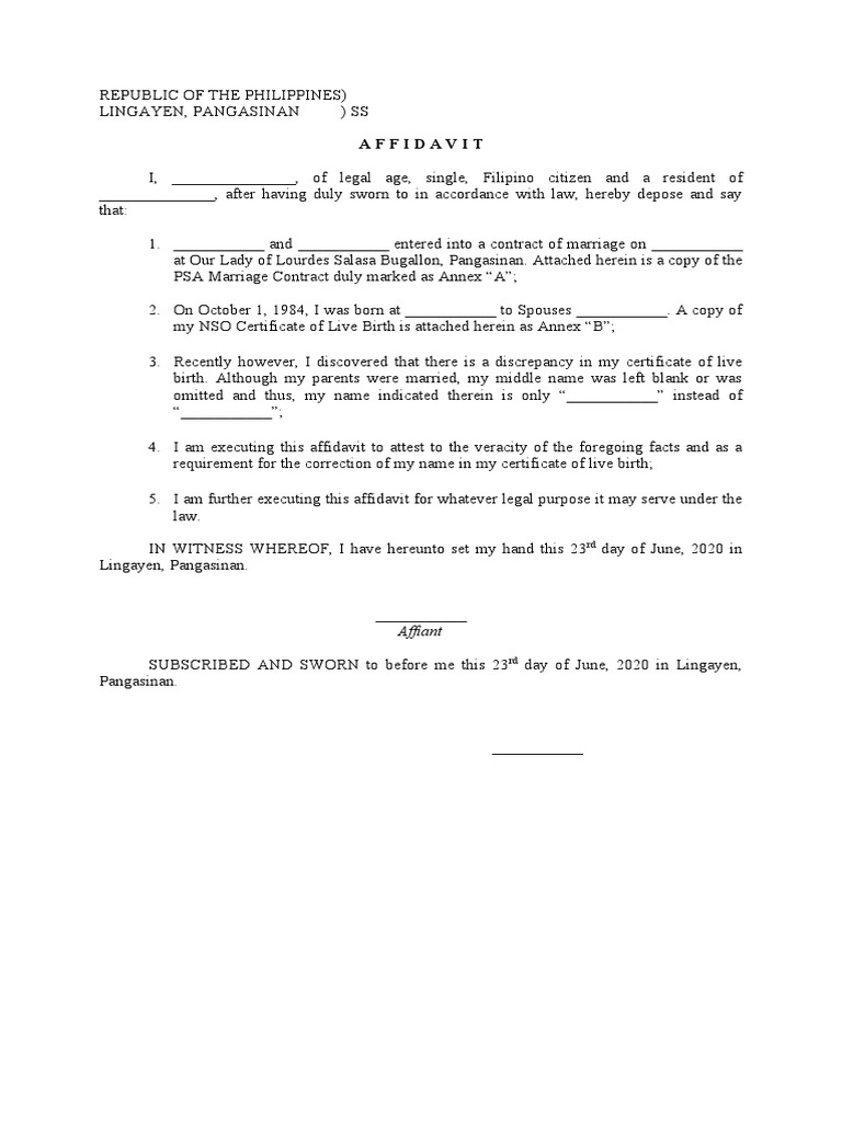 Affidavit of Explanation - 1 | PDF