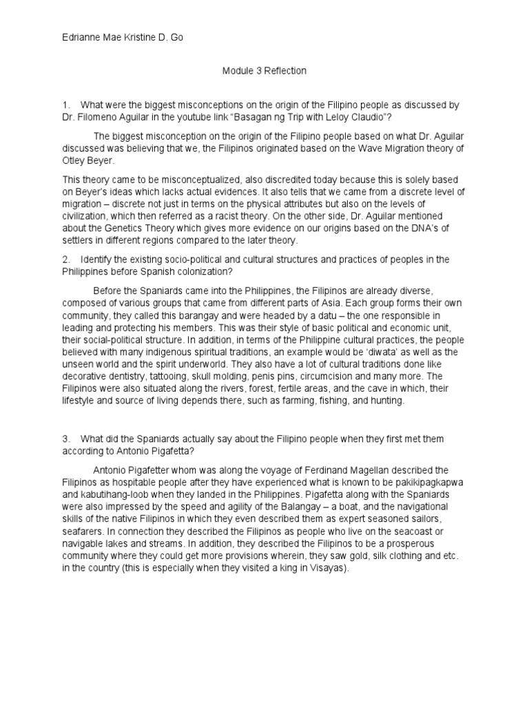 Module 3 Reflection | PDF | Philippines | Spanish Empire