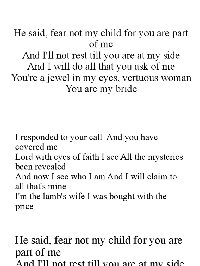 He Said, Fear Not My Child For | PDF