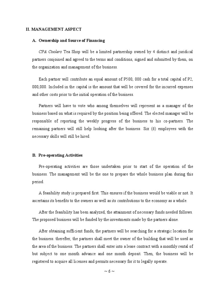 II. Management Aspect | PDF | Waiting Staff | General Partnership