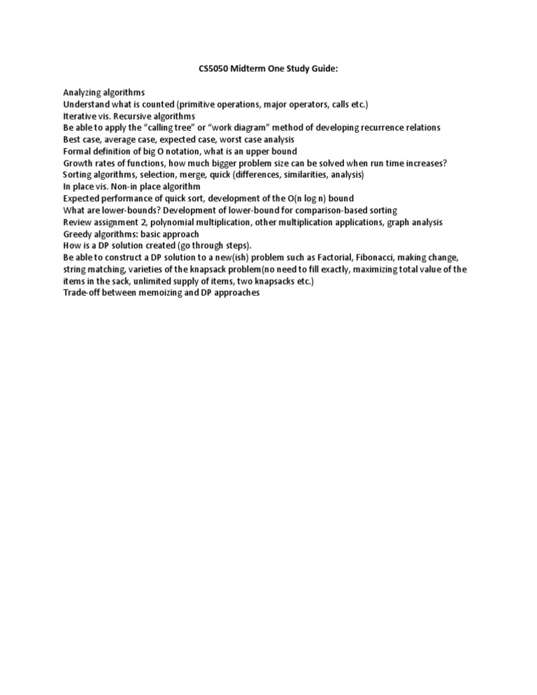 CS5050 Midterm One Study Guide | PDF | Teaching Methods & Materials | Computers