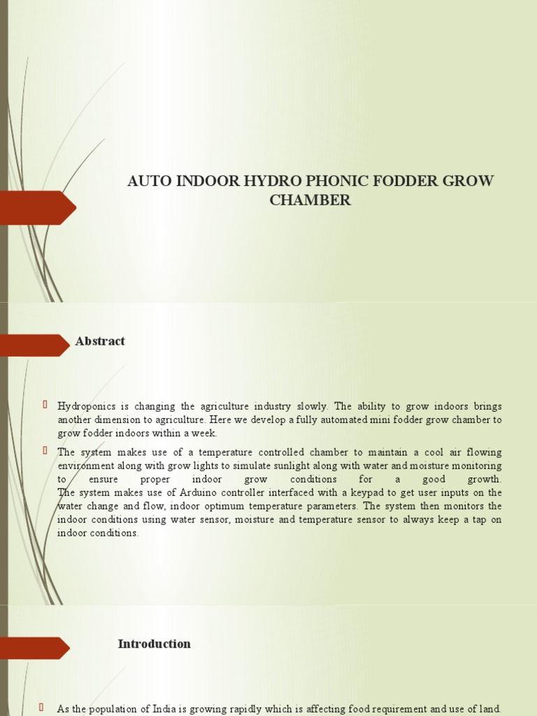 Auto Indoor Hydro Phonic Fodder Grow Chamber | PDF | General Packet ...