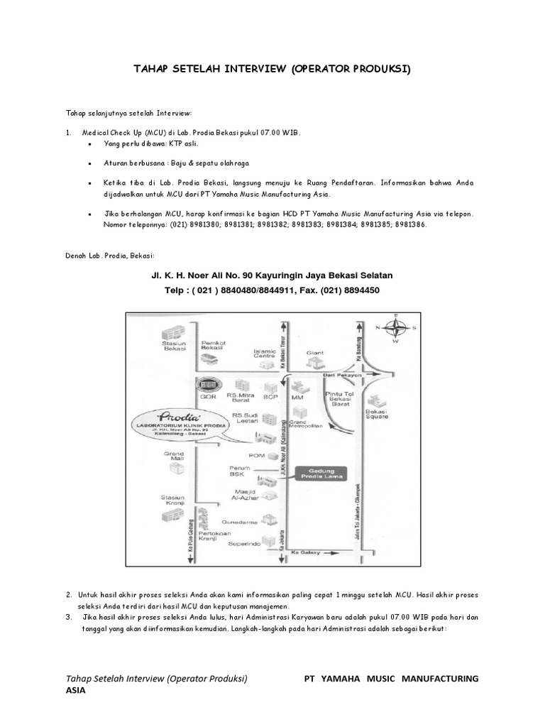 Tahap Setelah Interview Untuk Operator Produksi (Revisi 5) | PDF ...