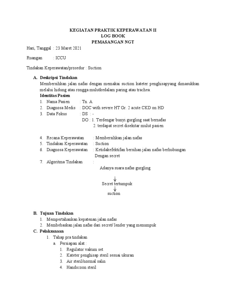Suction Log Book | PDF | Kesehatan Holistik
