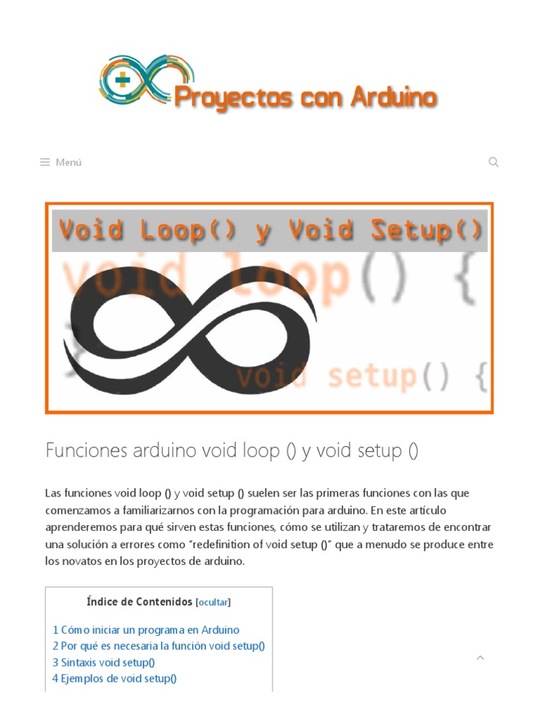 Funciones Arduino Void Loop Y Void Setup - Proyectos Con Arduino | Pdf 
