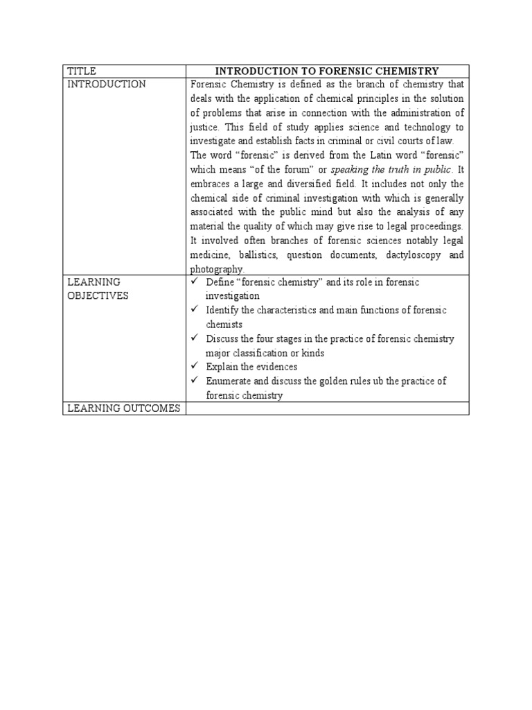 Introduction to Forensic Chemistry | PDF