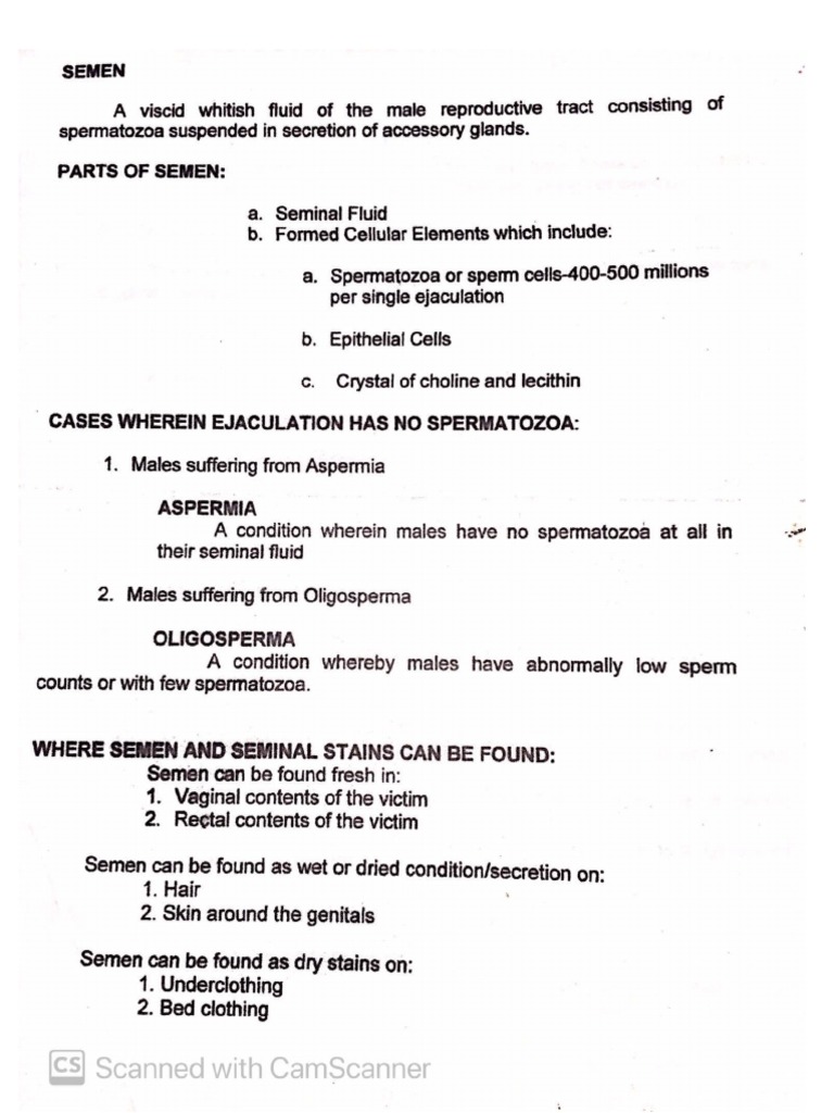Semen and Seminal Stains (Forensic Chem) | PDF