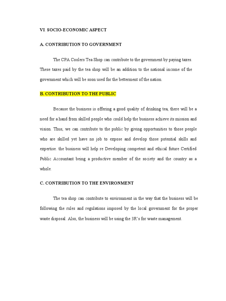 Vi. Socio-Economic Aspect A. Contribution To Government | PDF