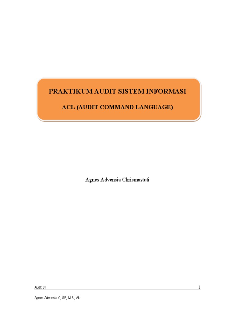 Praktikum Audit Sistem Informasi: Acl (Audit Command Language) | PDF ...