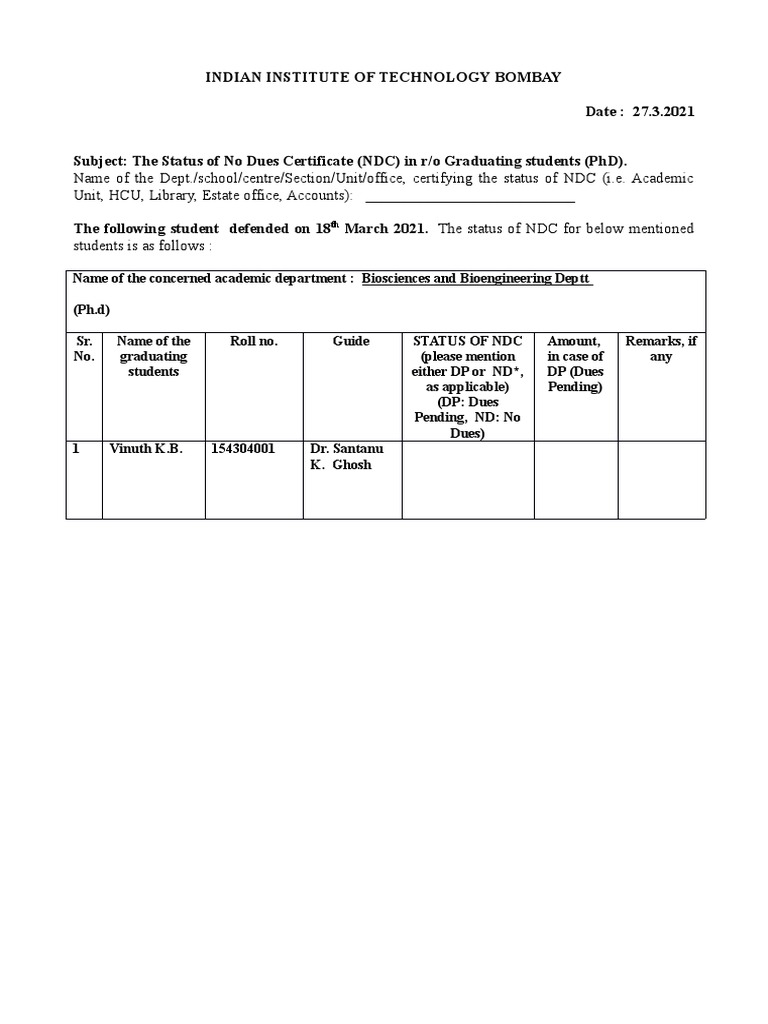 Name of The Dept./school/centre/Section/Unit/office, Certifying The ...