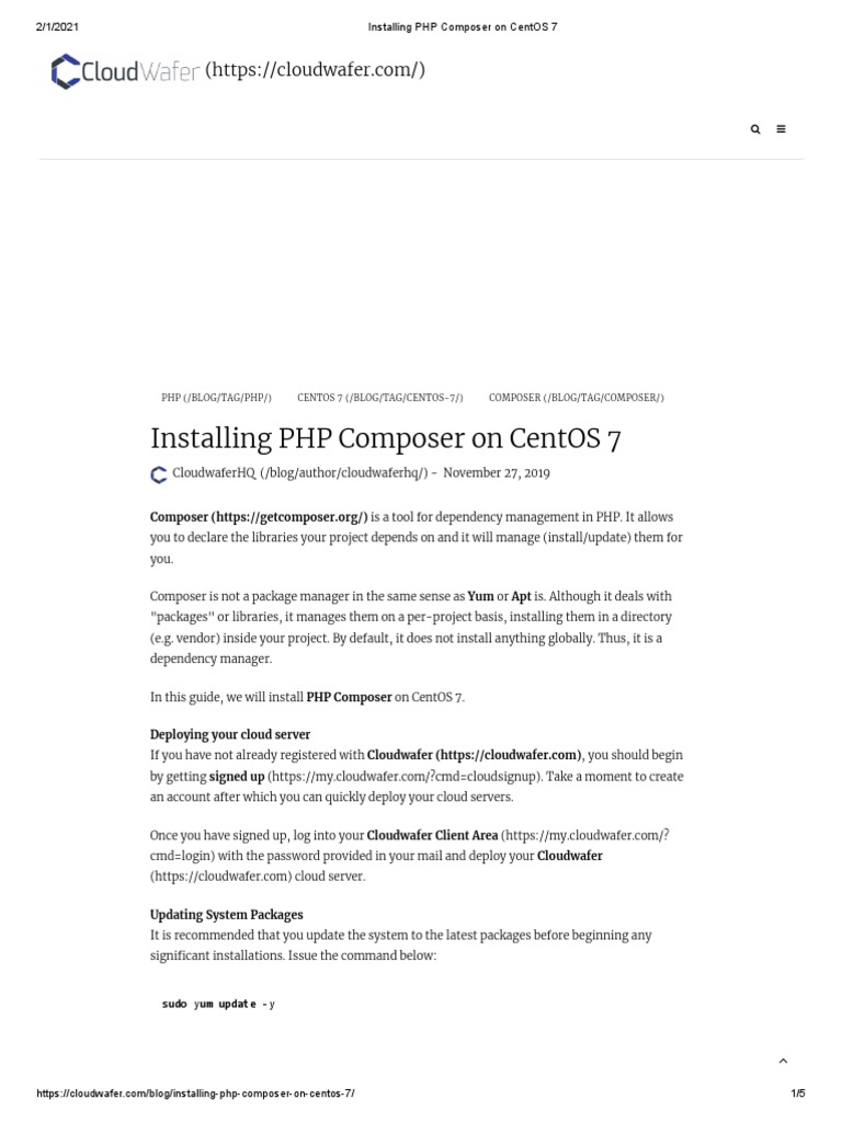 Installing PHP Composer On Centos 7: PHP (/Blog/Tag/Php/) Centos 7 ...