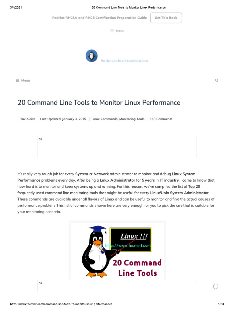 20 Command Line Tools To Monitor Linux Performance | PDF | Transmission Control Protocol ...