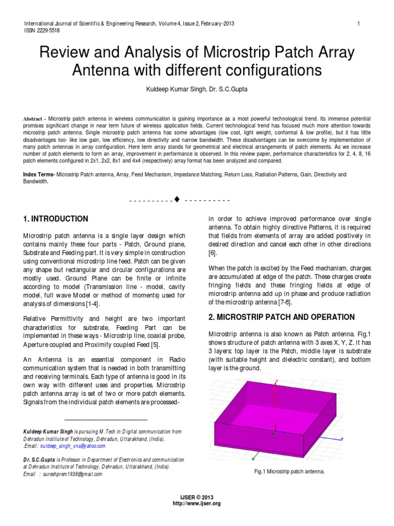 Review and Analysis of Microstrip Patch Array Antenna With Different ...