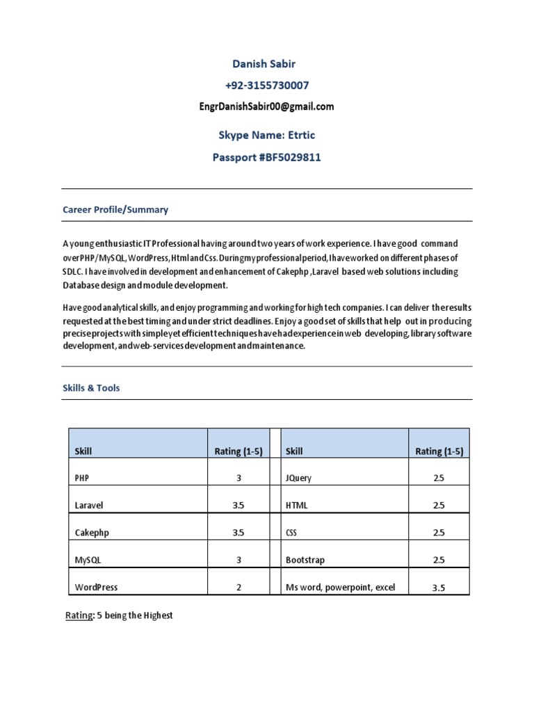 Engr Danish Sabir Resume | PDF | Bootstrap (Front End Framework) | Ajax ...