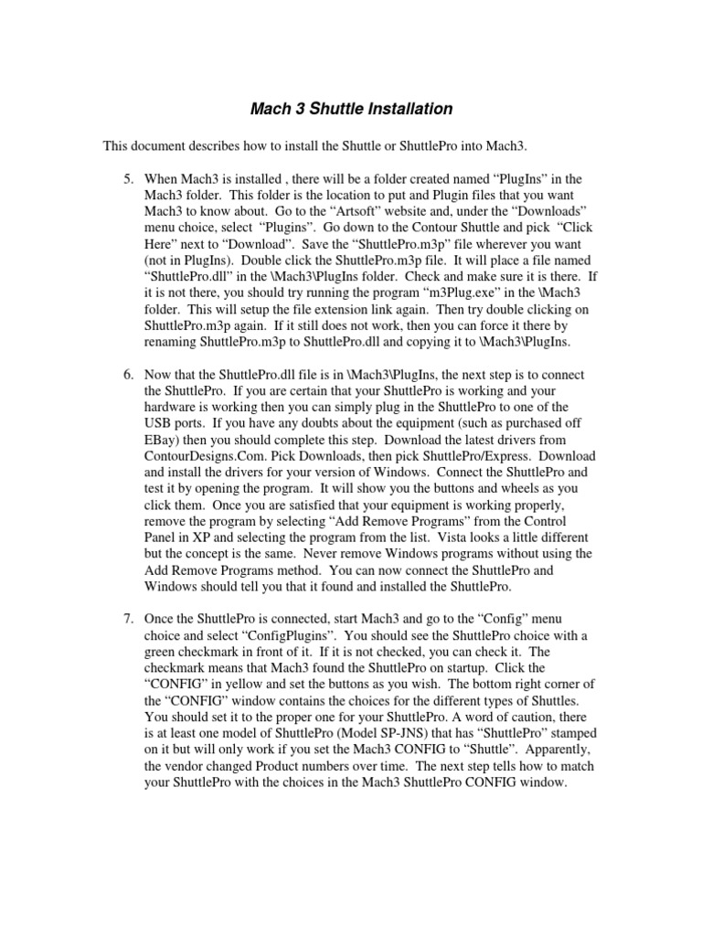 Mach 3 Shuttle Installation | PDF | Computer File | Microsoft Windows