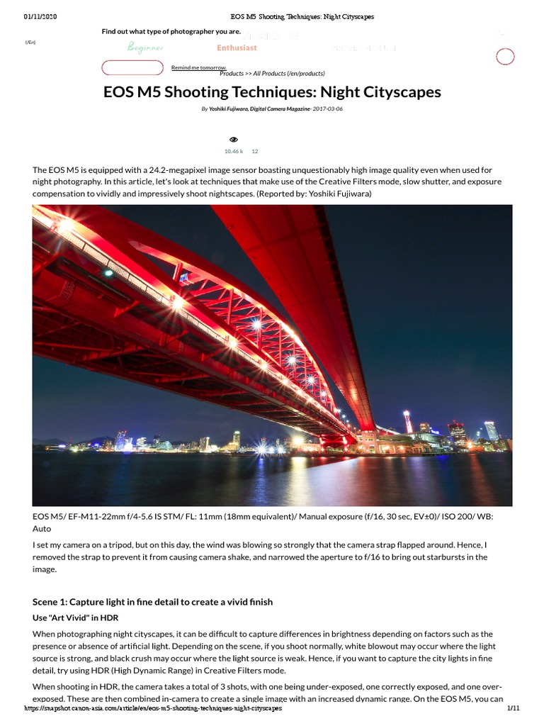 EOS M5 Shooting Techniques - Night Cityscapes | PDF | Exposure ...