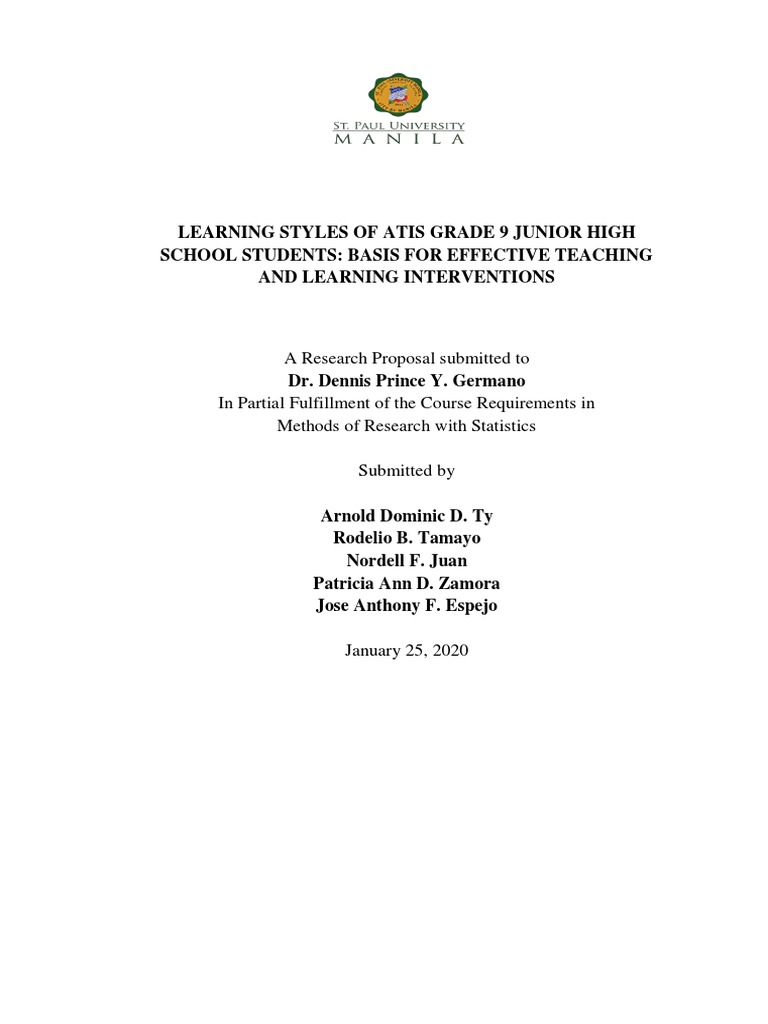Learning Styles of Atis Grade 9 Junior High School Students: Basis For ...