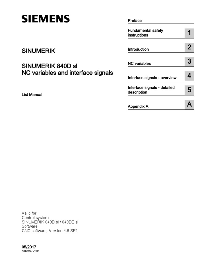 840Dsl Ncvar PLC Sig Lists Man 0517 en-US | PDF | Documentation | Programmable Logic Controller