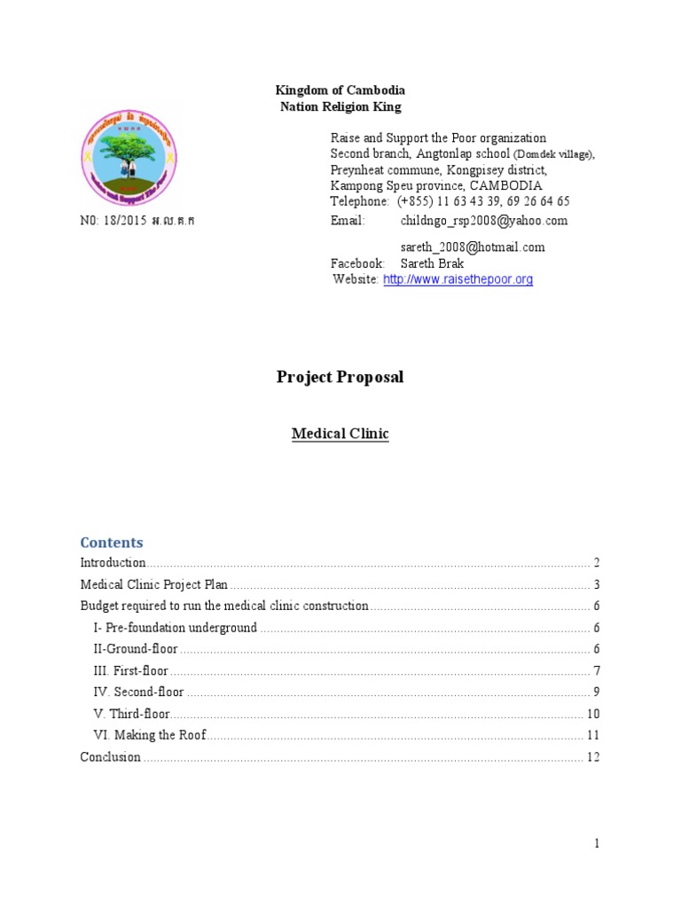 Project Proposal for a Medical Clinic to Serve Rural Communities in ...