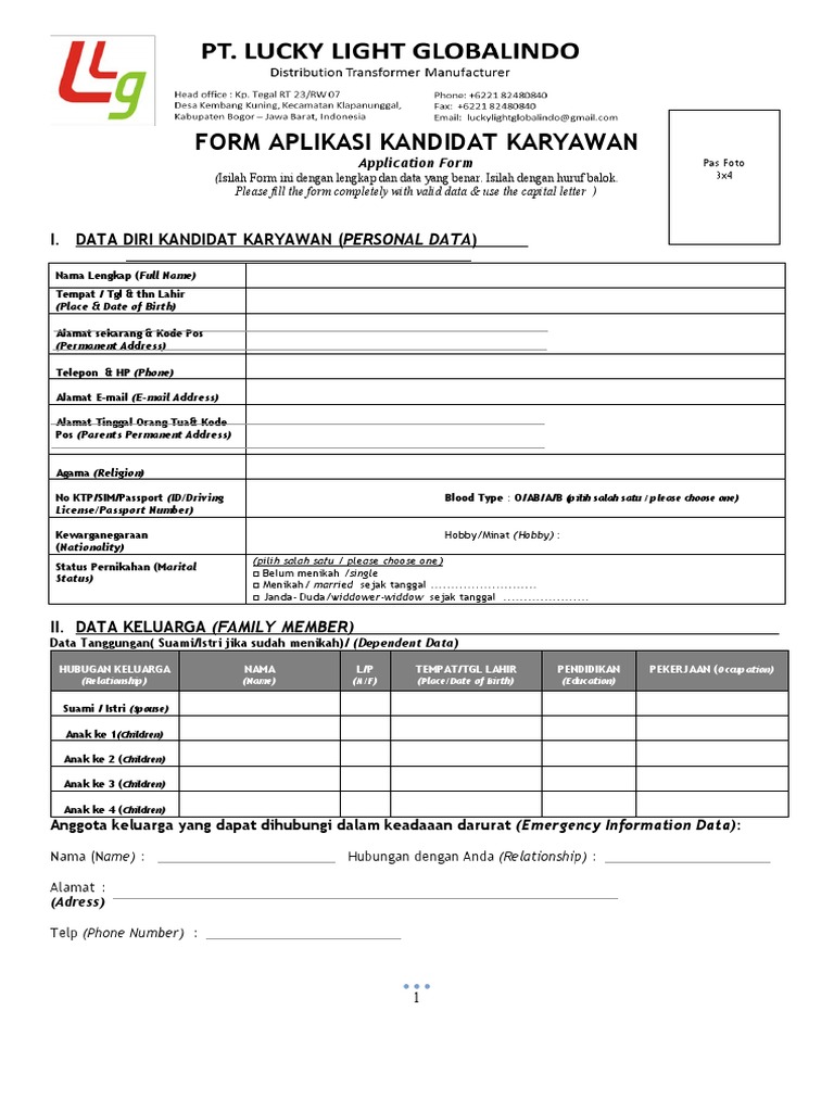 Form Aplikasi Calon Karyawan | PDF | Kesehatan Holistik