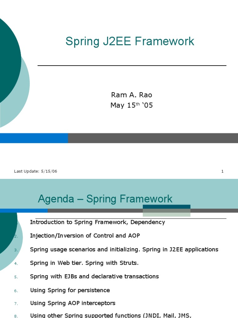 Spring J2EE Framework: Ram A. Rao May 15 05 | PDF | Spring Framework ...