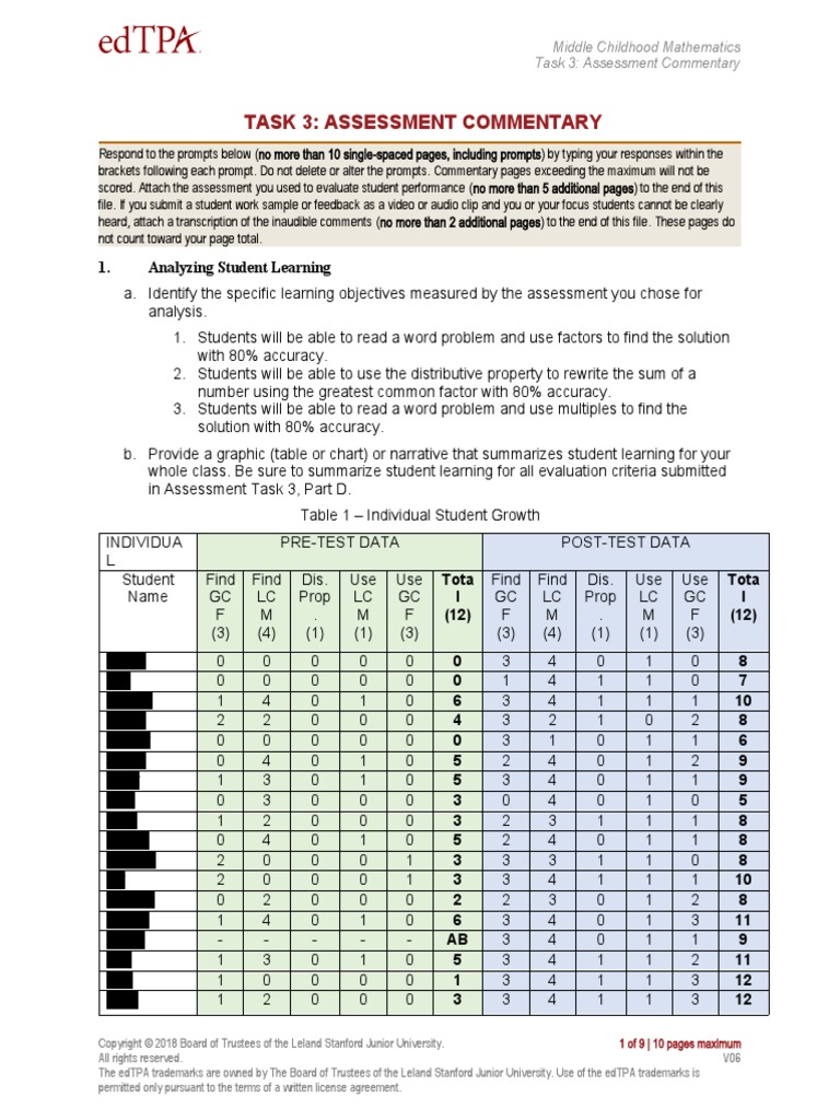 Edtpa - Assessment Commentary | PDF | Educational Assessment | Question