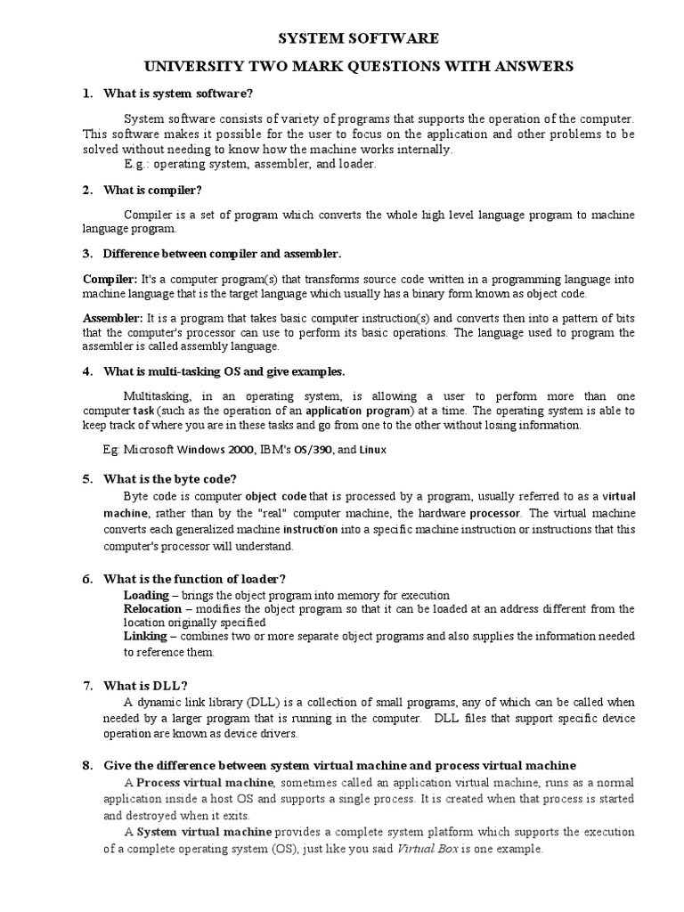 System Software 2 Marks | PDF | Assembly Language | Macro (Computer Science)