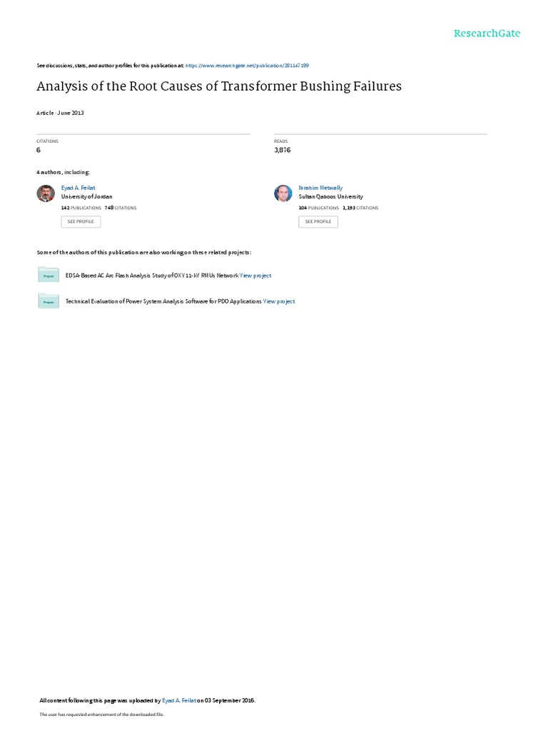 Analysis of The Root Causes of Transformer Bushing Failures | PDF ...