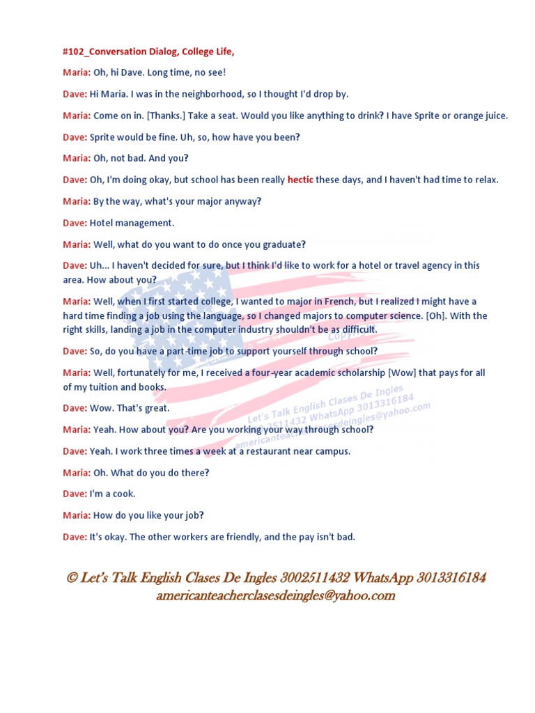 College Life Conversation Between Friends | PDF | Career & Growth ...