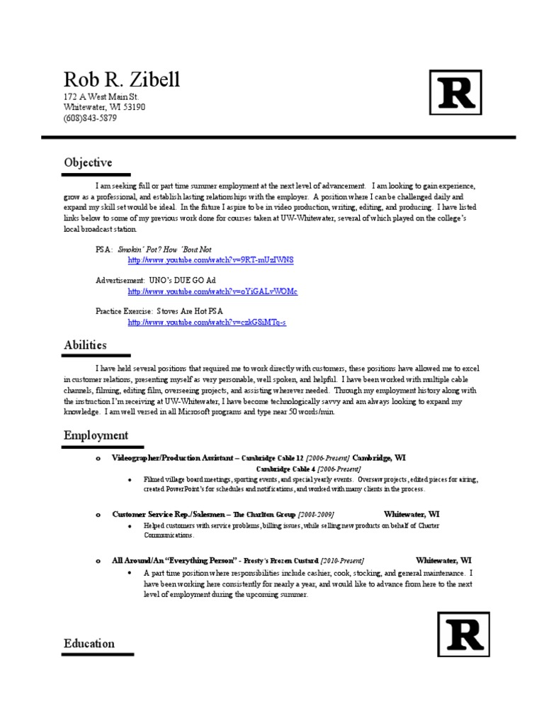 Rob R. Zibell - Resume | Download Free PDF | Mass Media | Communication