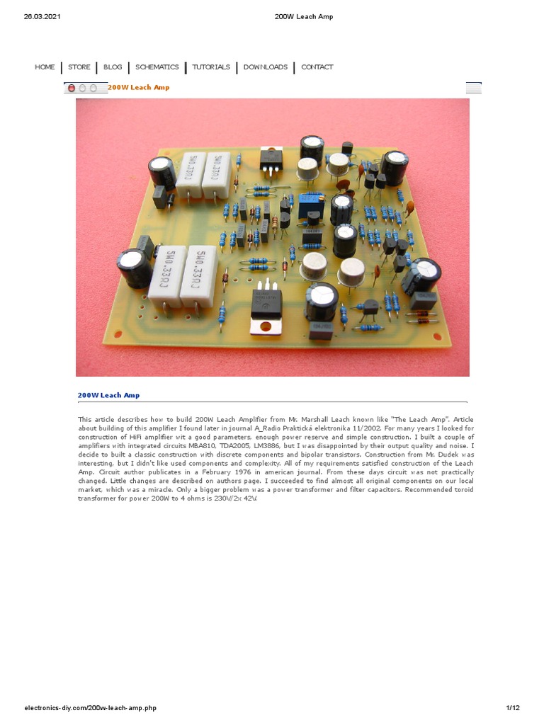 200W Leach Amp | PDF | Amplifier | Printed Circuit Board