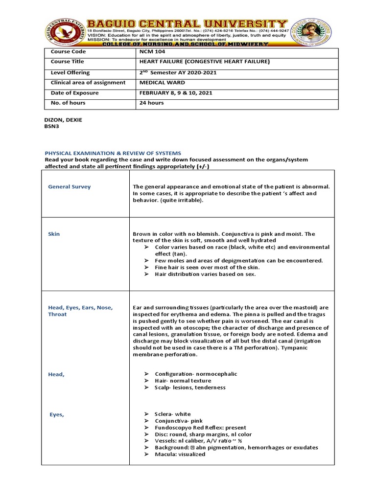 Physical Examination & Review of Systems | PDF | Respiratory System | Ear