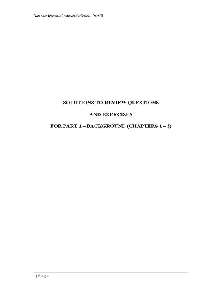 Chapter 1 To 3 Solution Manual Sample 6e Pdf Relational Model