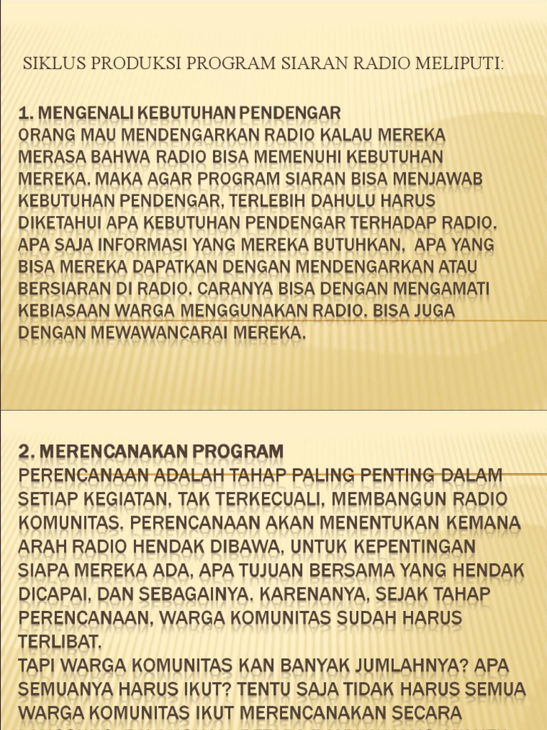 Siklus Produksi Program Siaran Radio | PDF
