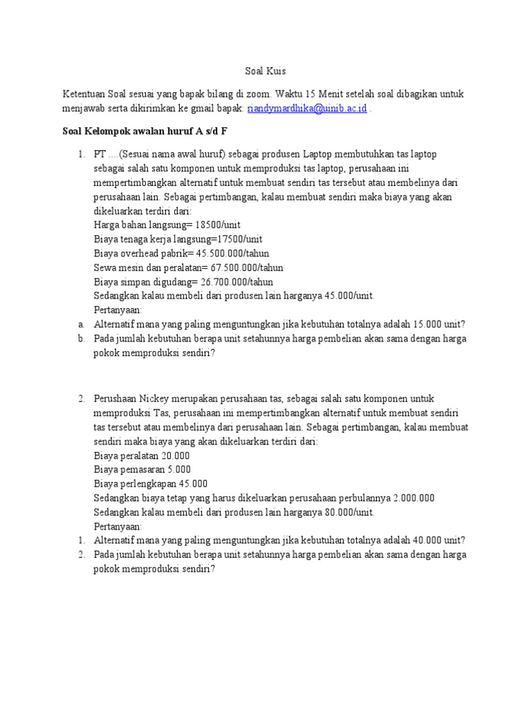 Soal Kuis MO II | PDF