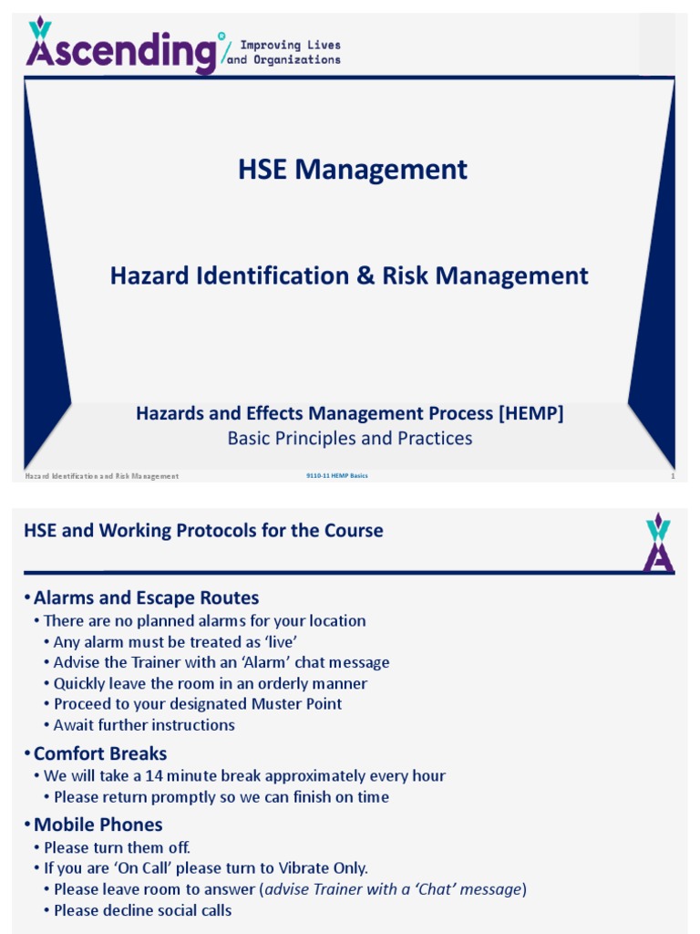 ASC - LRN - HSE - MGT - LHN - 9110-11 - HEMP-Basics v1.0 | PDF | Risk ...