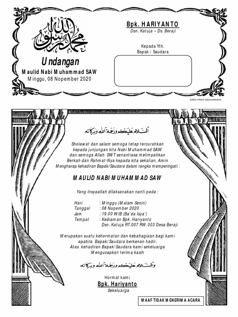 Undangan Maulid Nabi A4 (Office 2010) | PDF