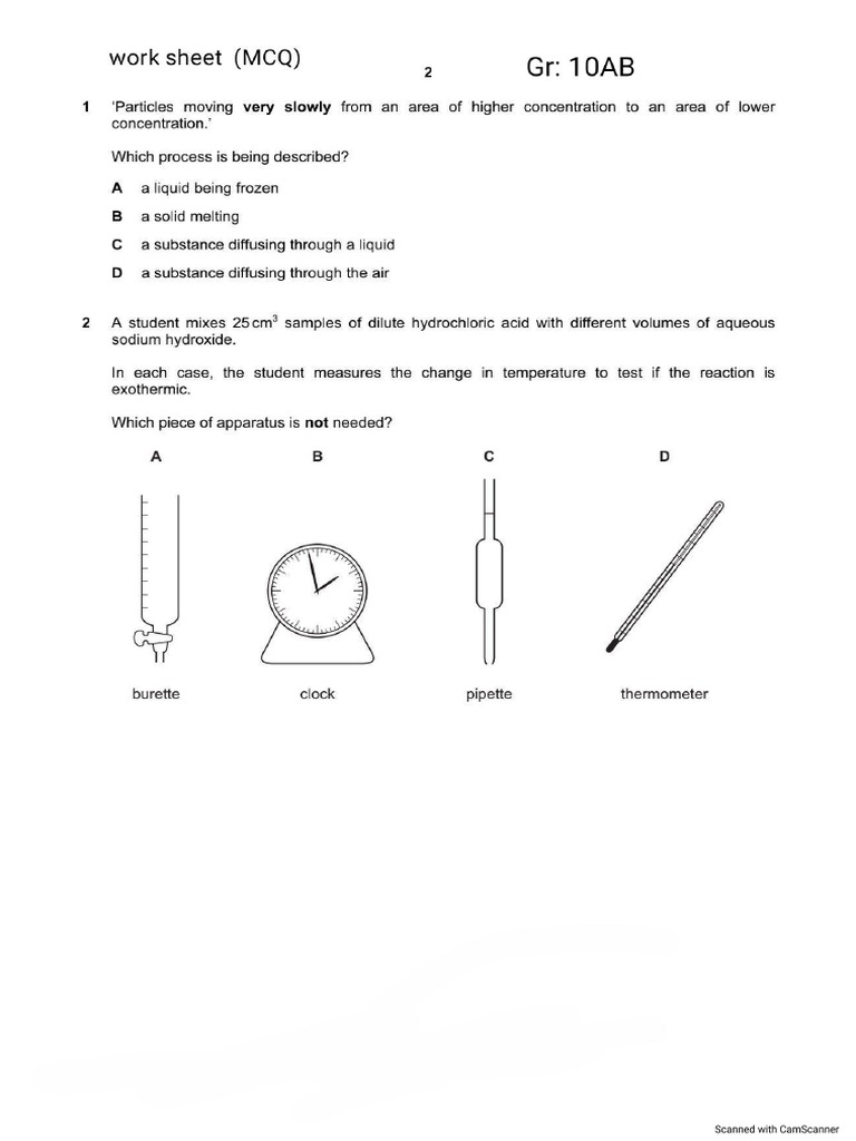 Worksheet IGCSE Chemistry | PDF