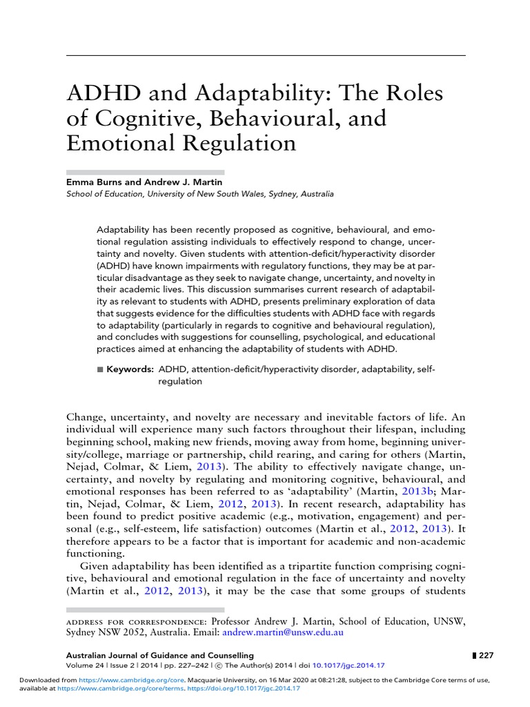 ADHD and Adaptability: The Roles of Cognitive, Behavioural, and ...