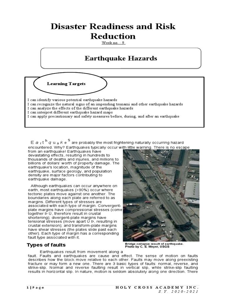 Week 9 Disaster and Disaster Risk | PDF | Earthquakes | Fault (Geology)