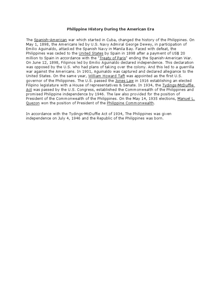 Philippine History During The American Era | PDF